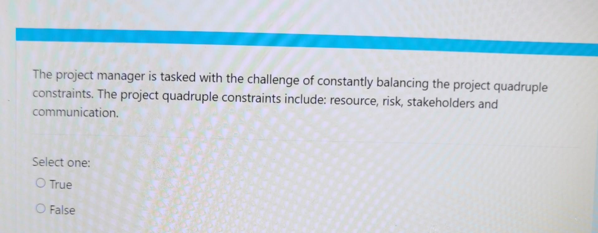 Solved The project manager is tasked with the challenge of | Chegg.com