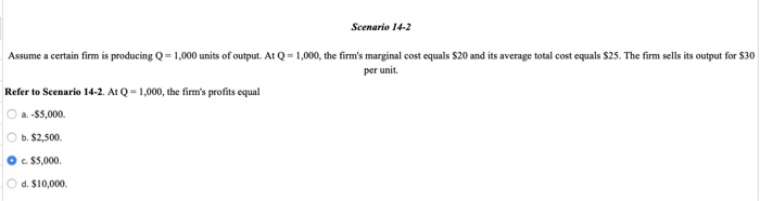 Solved Scenario 14-2 Assume a certain firm is producing | Chegg.com