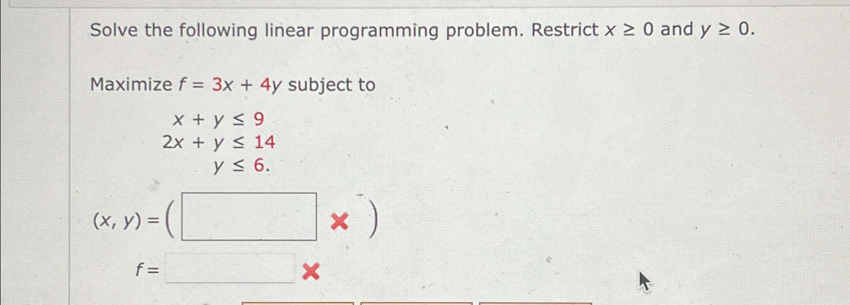 Solved Solve the following linear programming problem. | Chegg.com