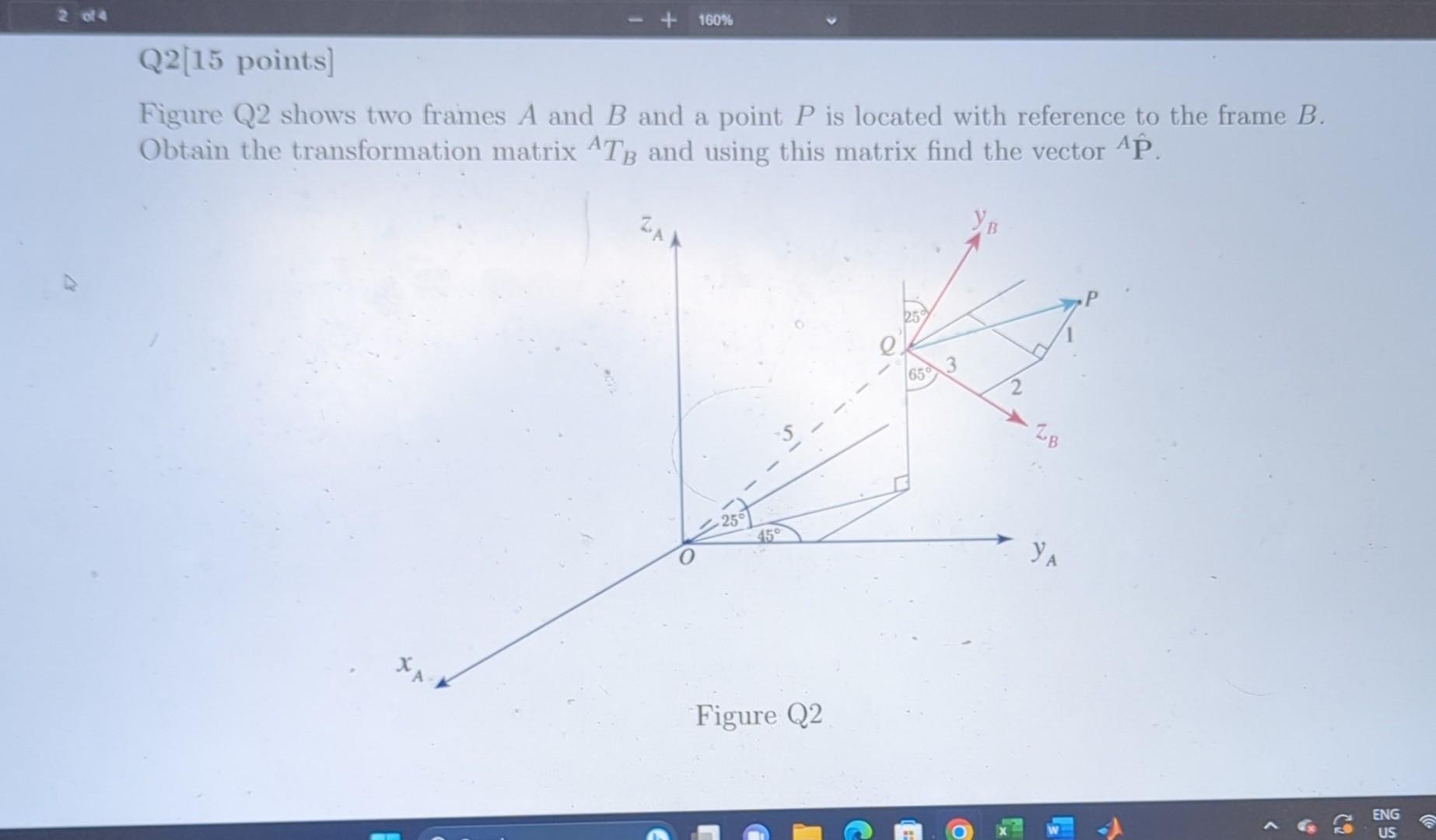Solved Figure Q2 shows two frames \\( A \\) and \\( B \\) | Chegg.com