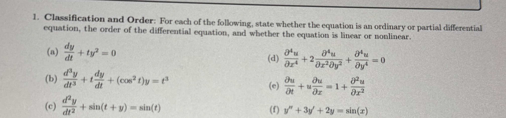 Solved Classification and Order: For each of the following, | Chegg.com
