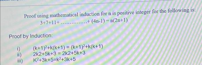 Solved Proof using mathematical induction for n is positive | Chegg.com