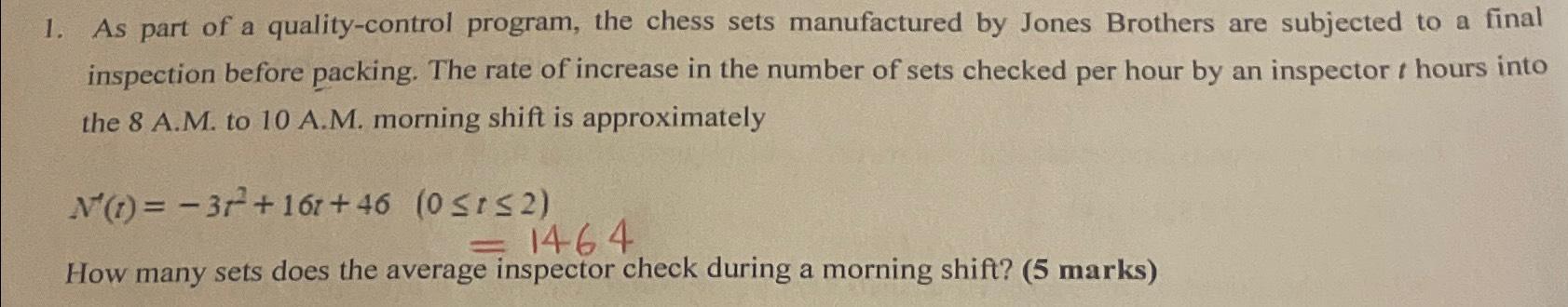 Solved As part of a quality-control program, the chess sets | Chegg.com