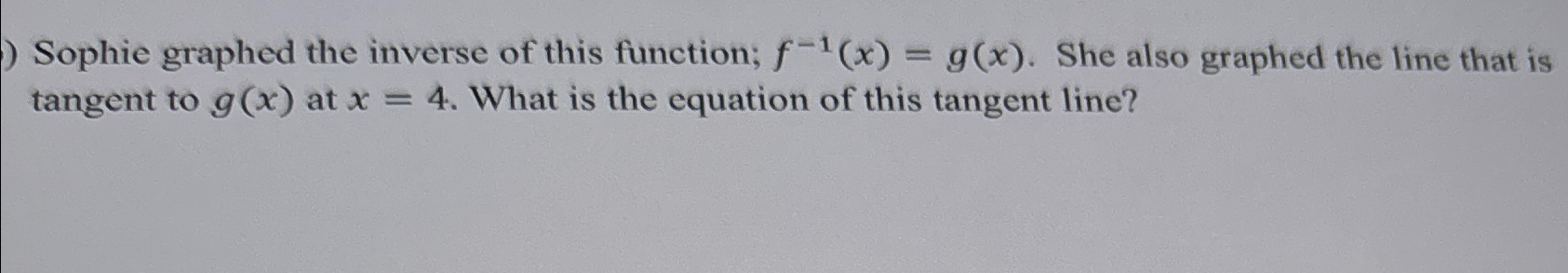 Solved Sophie graphed the inverse of this function; | Chegg.com
