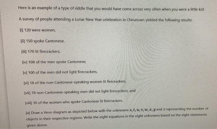 Solved Here is an example of a type of riddle that you would | Chegg.com