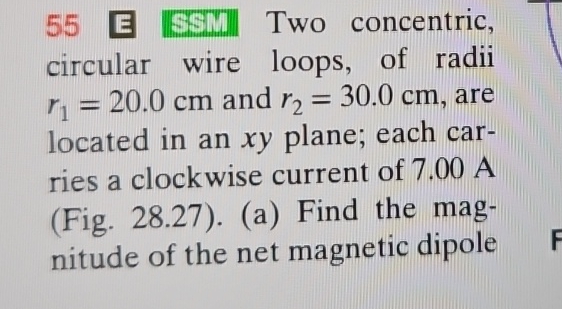 Solved 55 日 ﻿circular wire loops, of radii r1=20.0cm ﻿and | Chegg.com