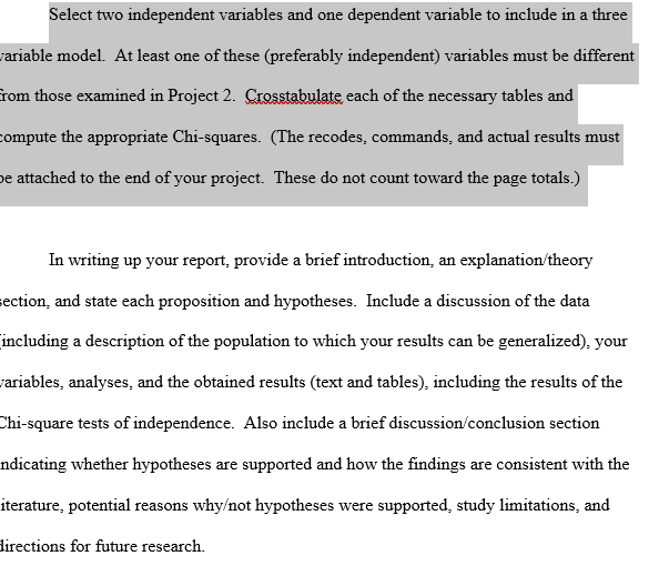 Solved Select two independent variables and one dependent | Chegg.com