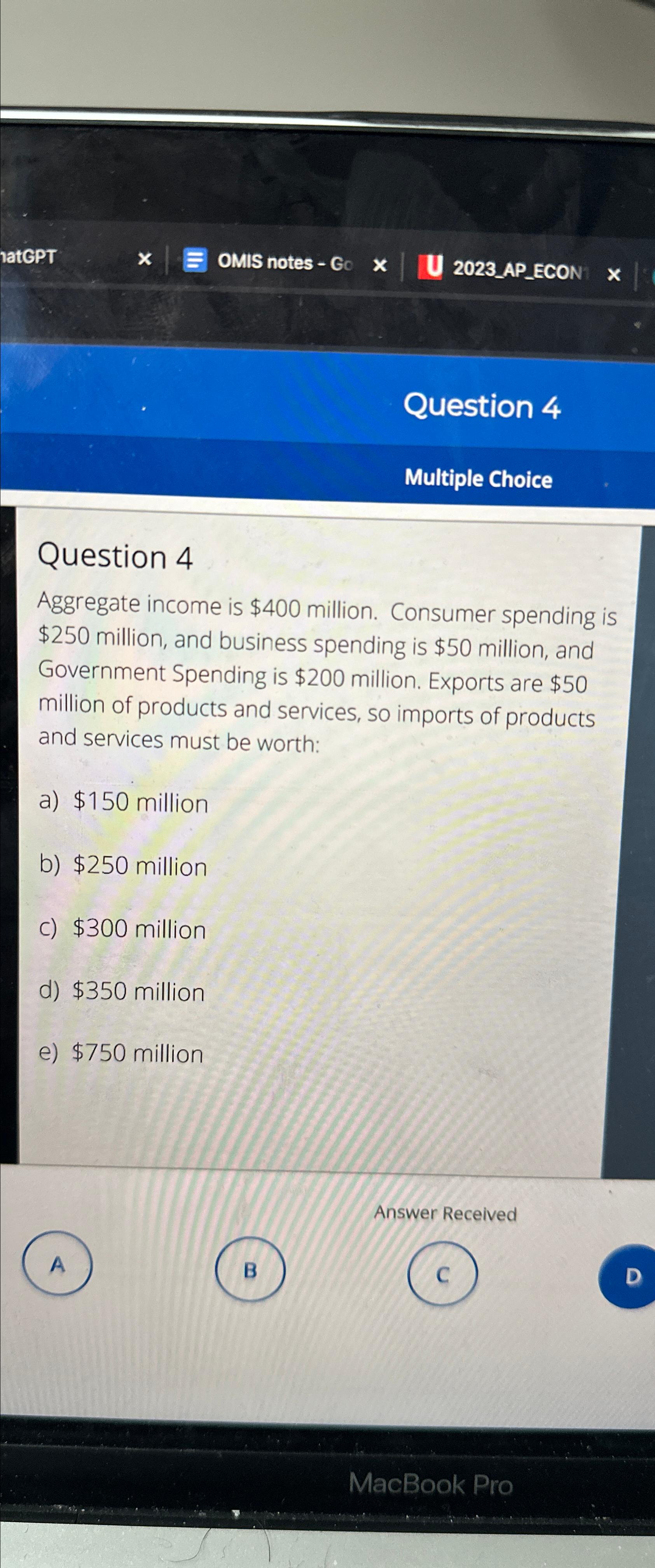 Solved Question 4Multiple ChoiceQuestion 4Aggregate income | Chegg.com