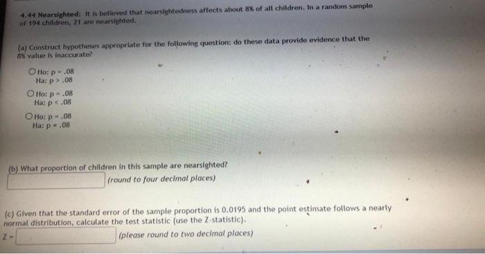 Solved (c) Given that the standard error of the sample | Chegg.com