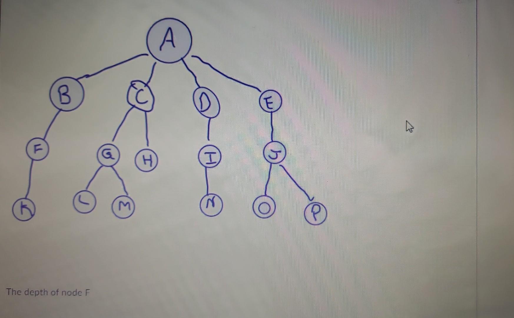 Solved The depth of node F | Chegg.com
