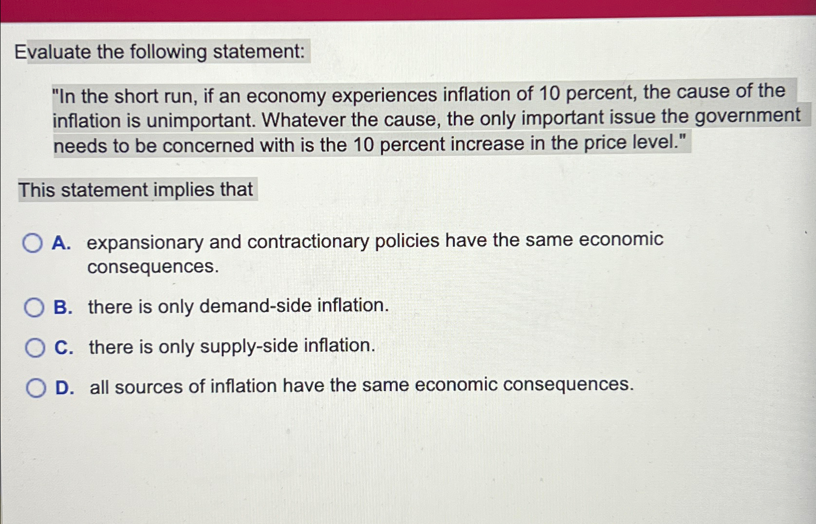 Solved Evaluate the following statement:"In the short run, | Chegg.com