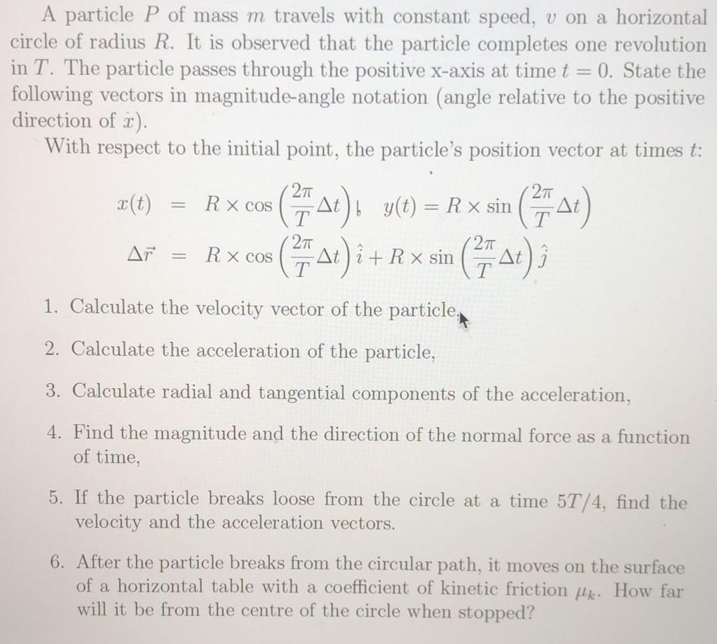 Solved A particle P of mass m travels with constant speed, v | Chegg.com