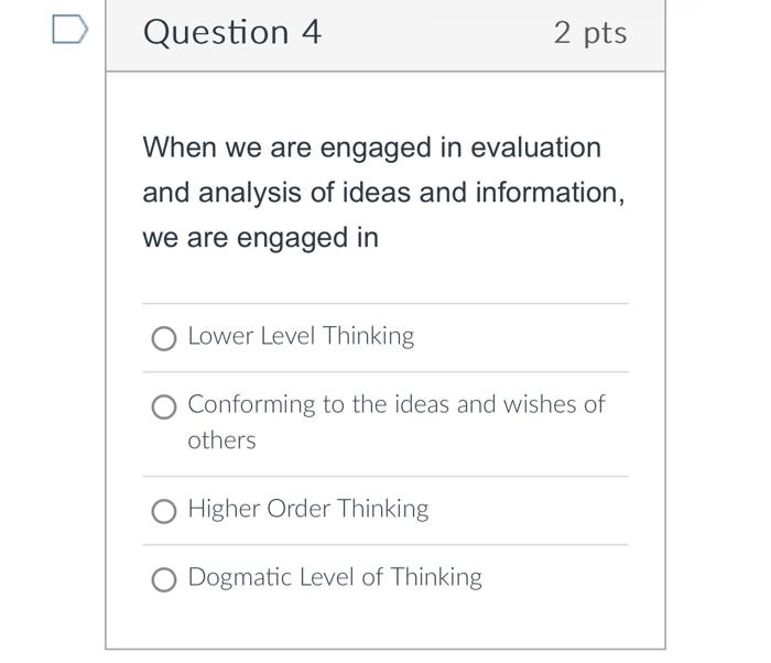 Lower order thinking involves actively participating | Chegg.com