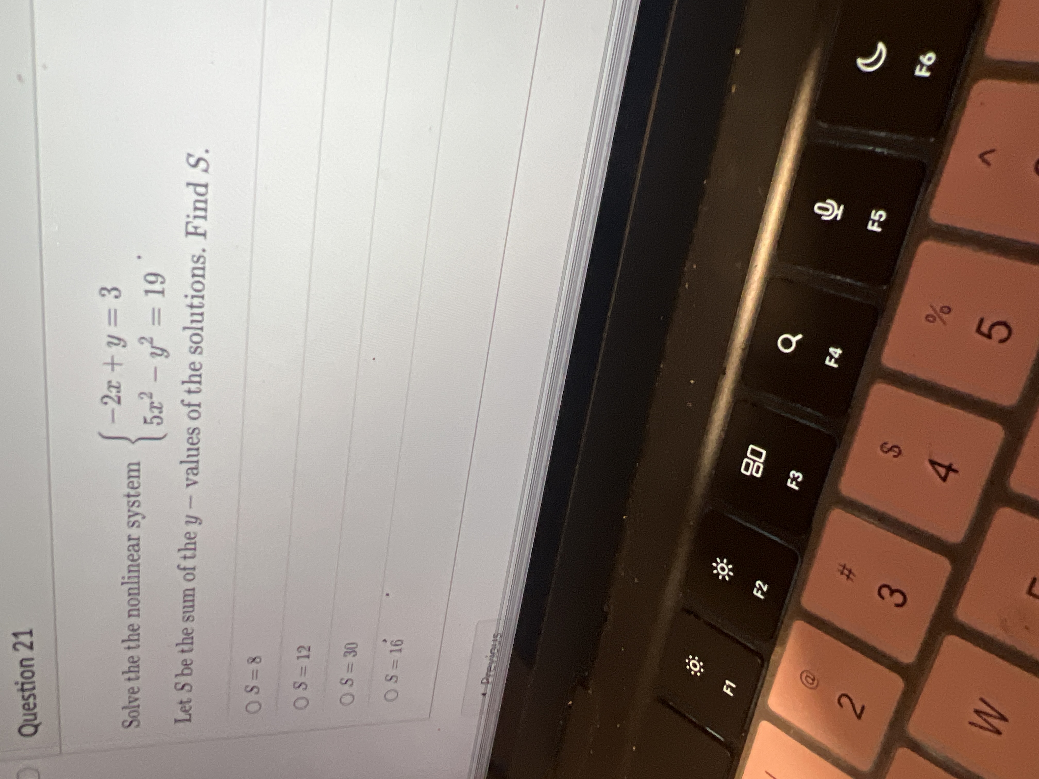 Solved Question 21Solve the the nonlinear system | Chegg.com