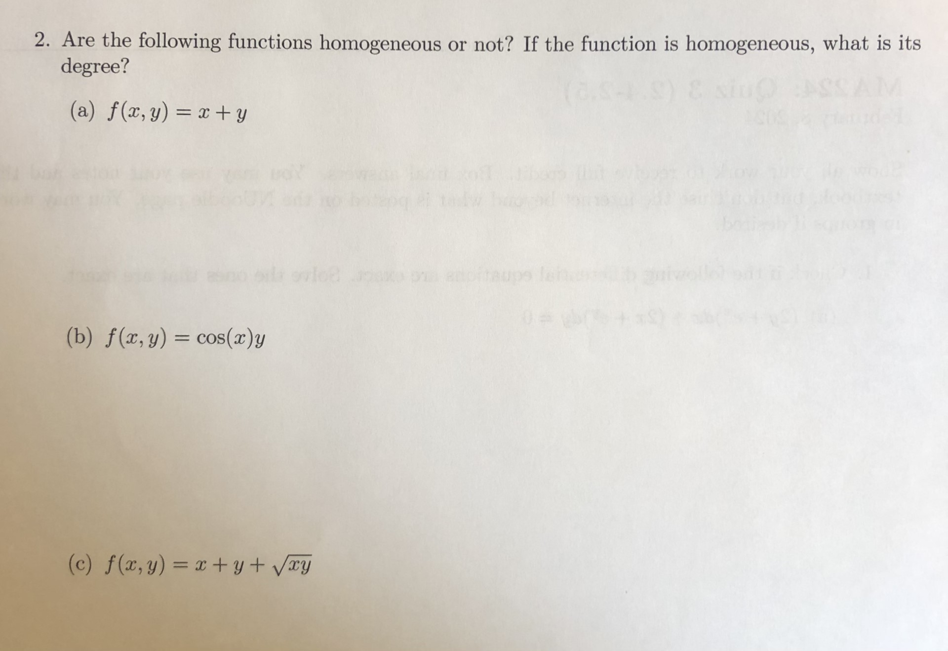 Solved Are the following functions homogeneous or not? If | Chegg.com