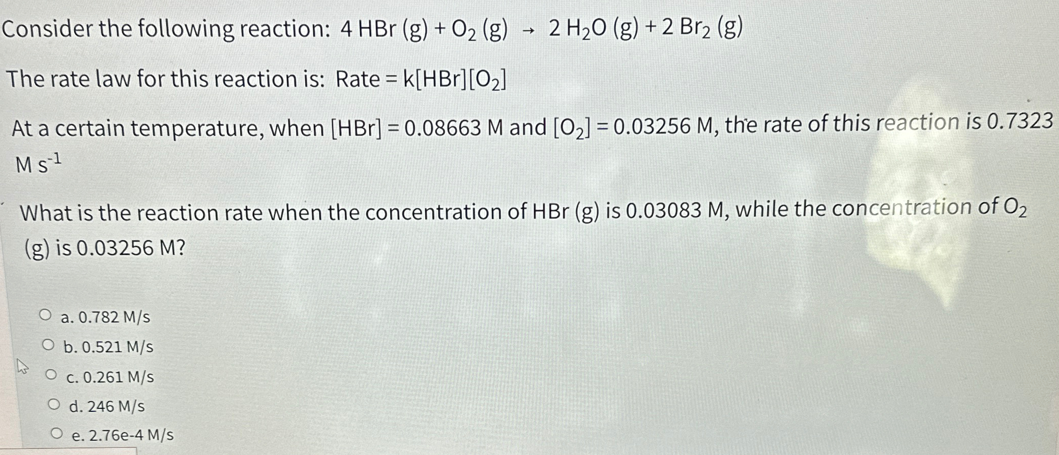 Solved Consider the following reaction: | Chegg.com
