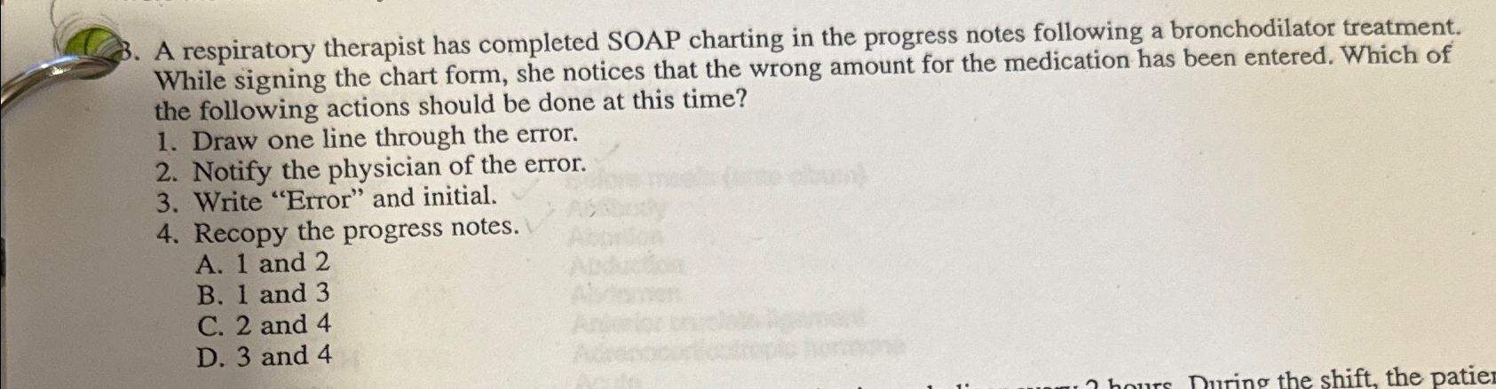 Solved A respiratory therapist has completed SOAP charting | Chegg.com