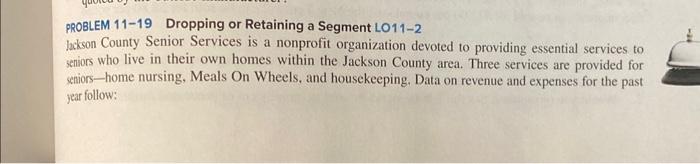 Solved PROBLEM 11-19 Dropping or Retaining a Segment LO11-2 | Chegg.com