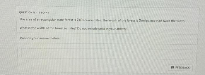 Solved QUESTION 8.1 POINT The area of a rectangular state | Chegg.com