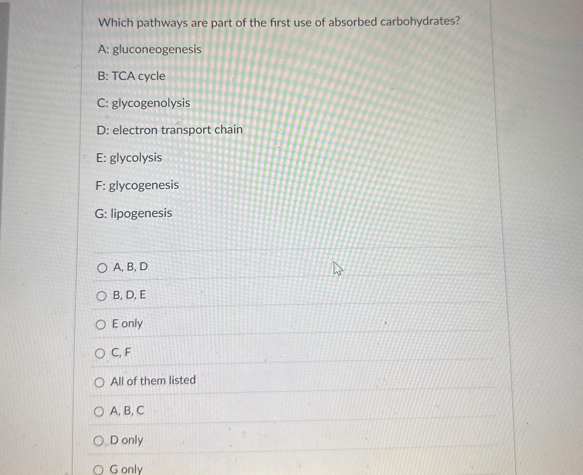 Solved Which pathways are part of the first use of absorbed | Chegg.com