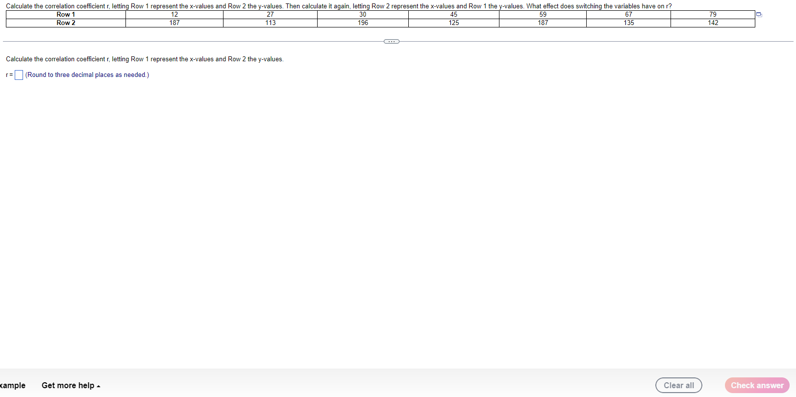 Solved Calculate the correlation coefficient r. ﻿letting row | Chegg.com