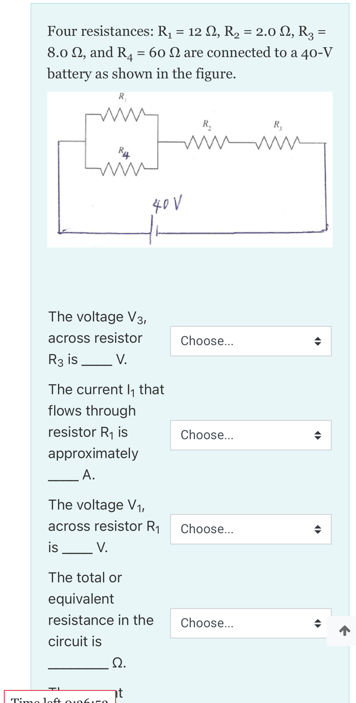 Solved Four resistances: R1=12Ω,R2=2.0Ω,R3= 8.0 Ω, ﻿and | Chegg.com