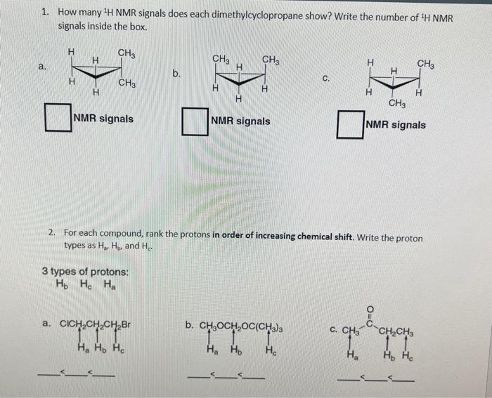 Solved 1. How many 1H NMR signals does each | Chegg.com