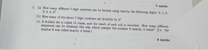 Solved 5. (a) How many different 7-digit numbers can be | Chegg.com