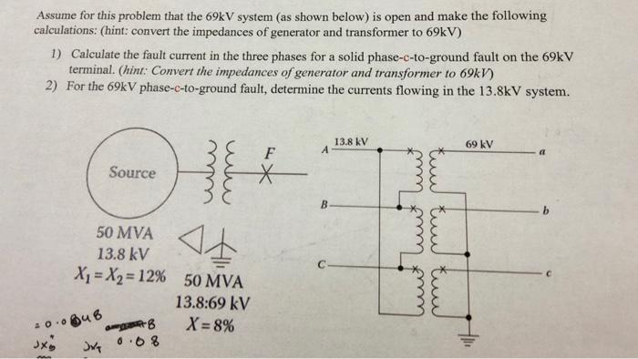 Solved Assume for this problem that the 69kV system (as | Chegg.com