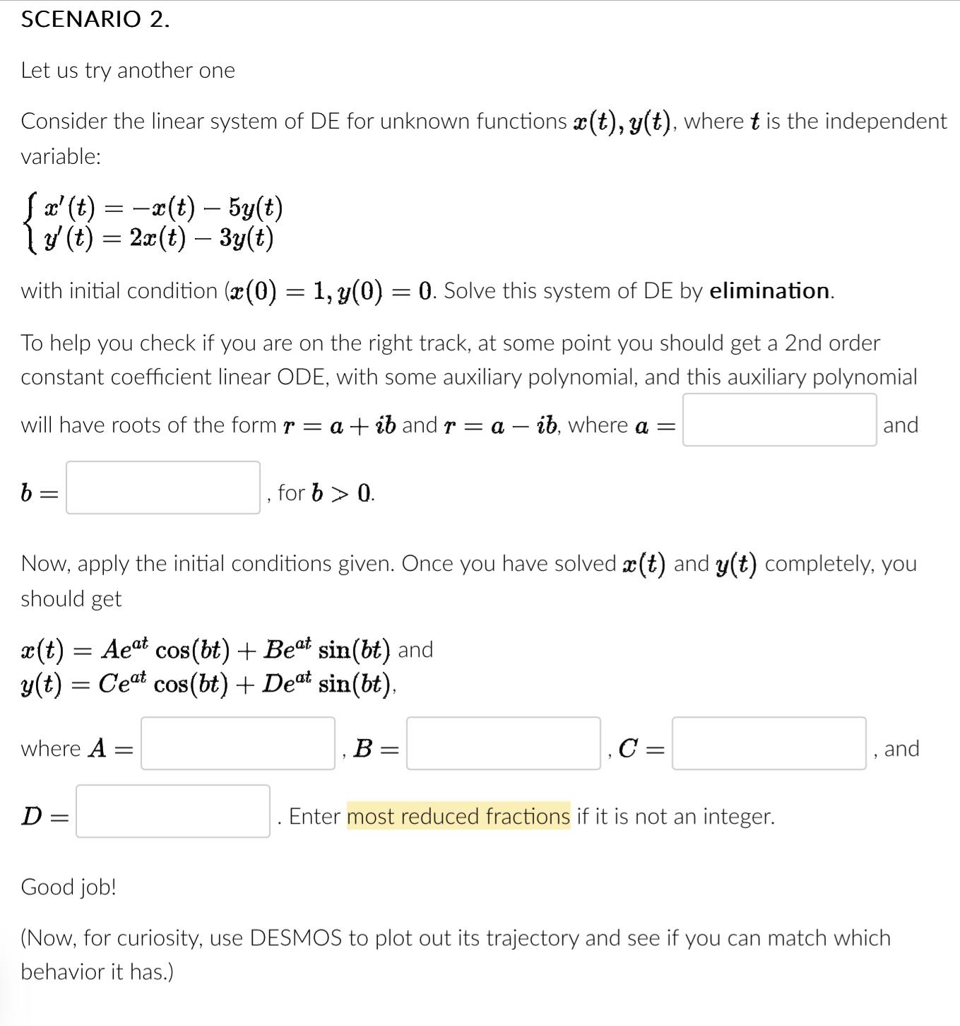 Solved SCENARIO 2.Let us try another oneConsider the linear | Chegg.com