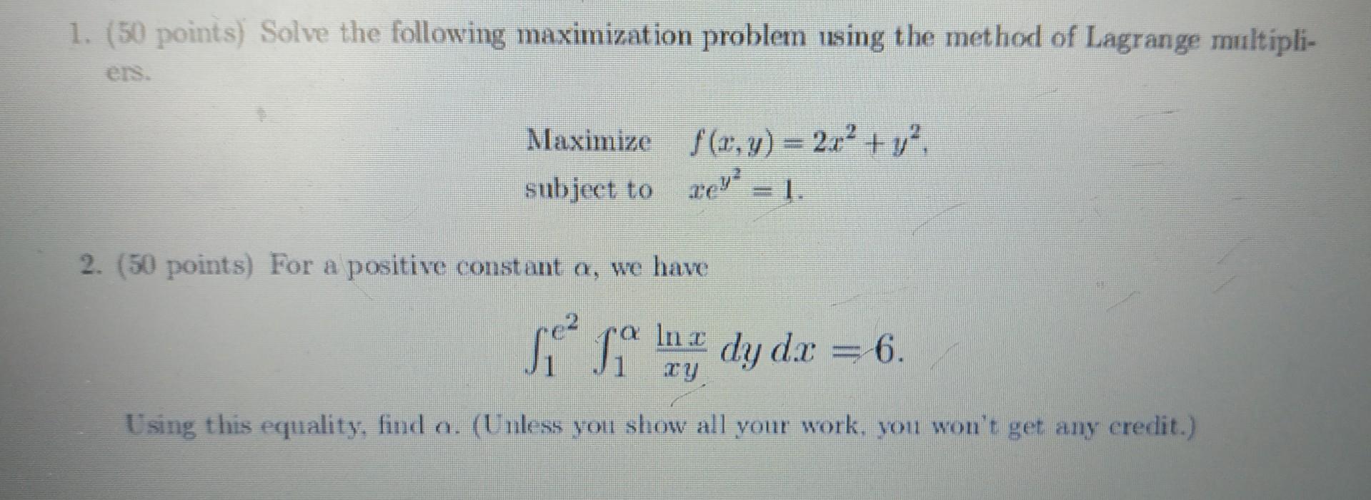 Solved 1. (50 points) Solve the following maximization | Chegg.com