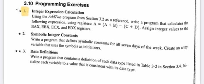 Solved EAX, EBX, ECX, and EDX registers. 3.10 Programming | Chegg.com