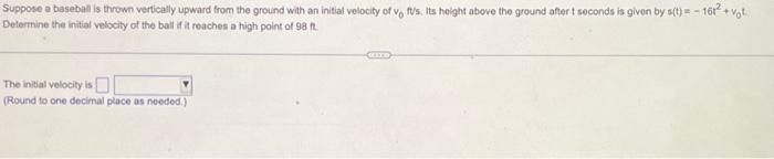 Solved Suppose a basebalt is thrown vertically upward from | Chegg.com