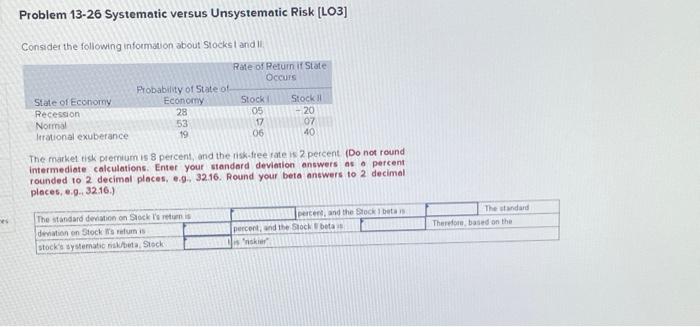 Solved Problem 13-26 Systematic versus Unsystematic Risk | Chegg.com