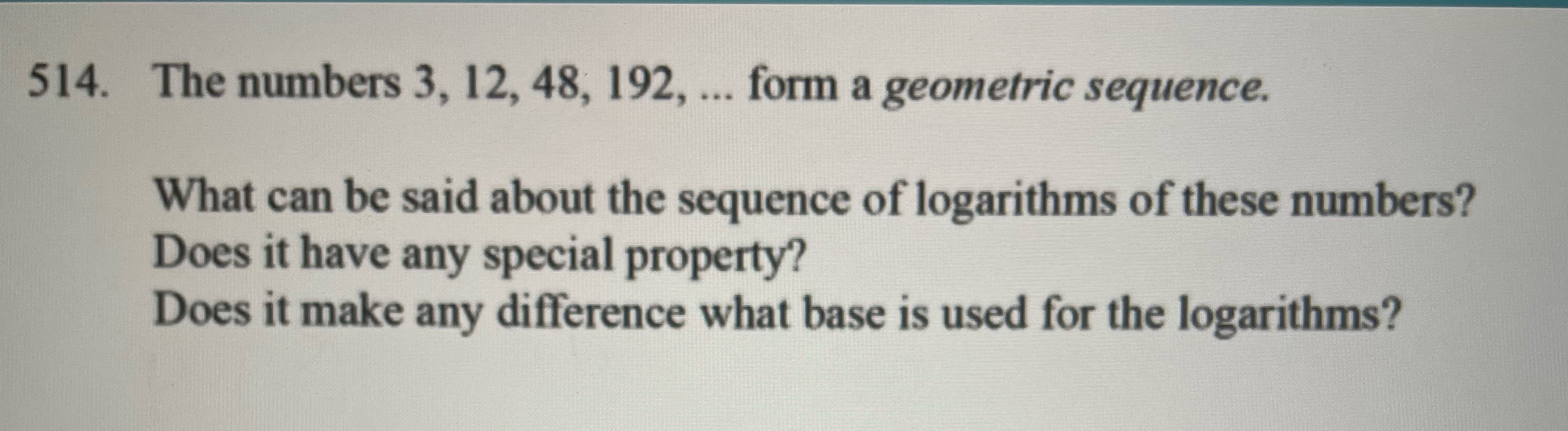 Solved The numbers 3,12,48,192,dots form a geometric | Chegg.com