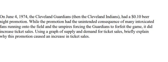 Solved On June 4, 1974, the Cleveland Guardians (then the | Chegg.com