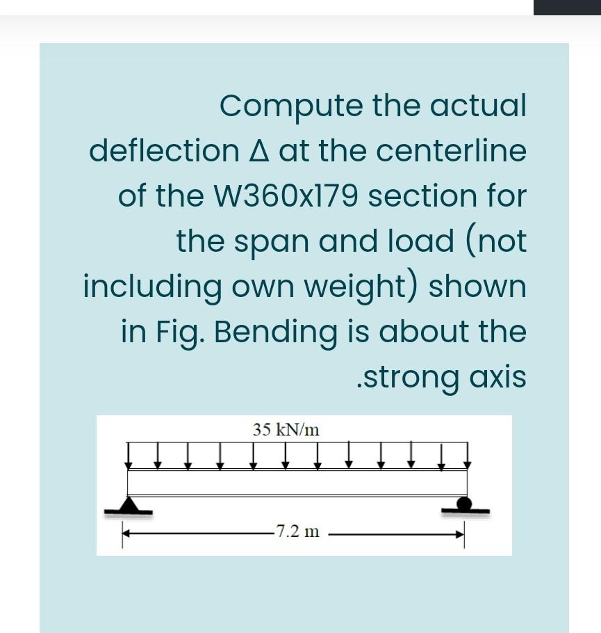 Solved Compute the actual deflection A at the centerline of | Chegg.com