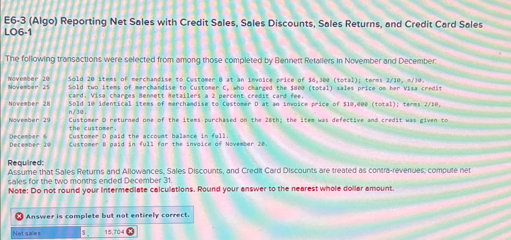 Solved E6-3 (Algo) ﻿Reporting Net Sales with Credit Sales, | Chegg.com