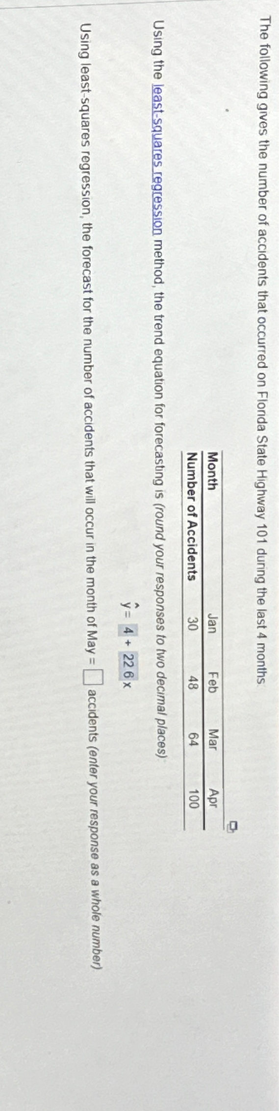 Solved The following gives the number of accidents that | Chegg.com