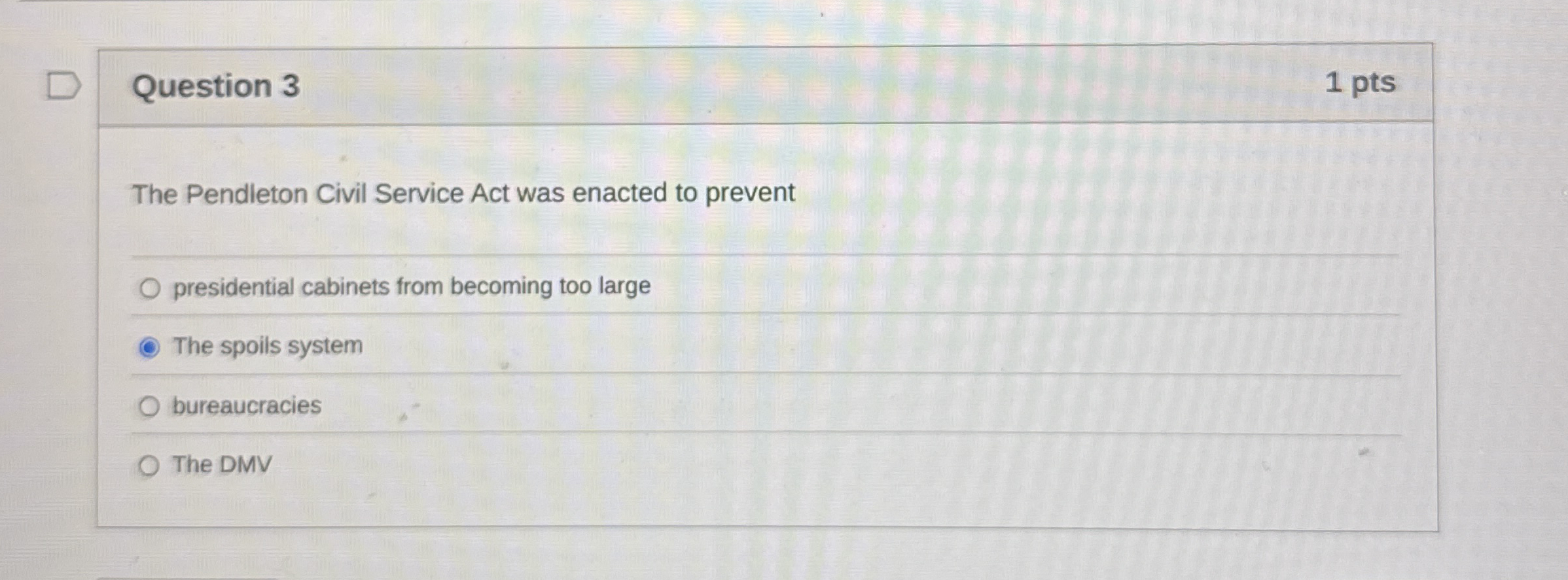 Solved Question 31 ﻿ptsThe Pendleton Civil Service Act was | Chegg.com