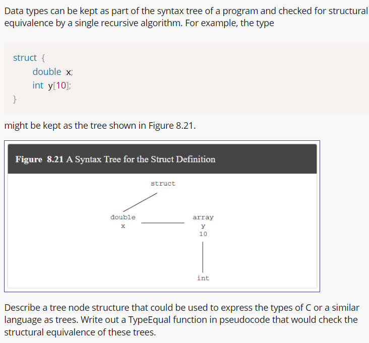 Solved Data types can be kept as part of the syntax tree of | Chegg.com