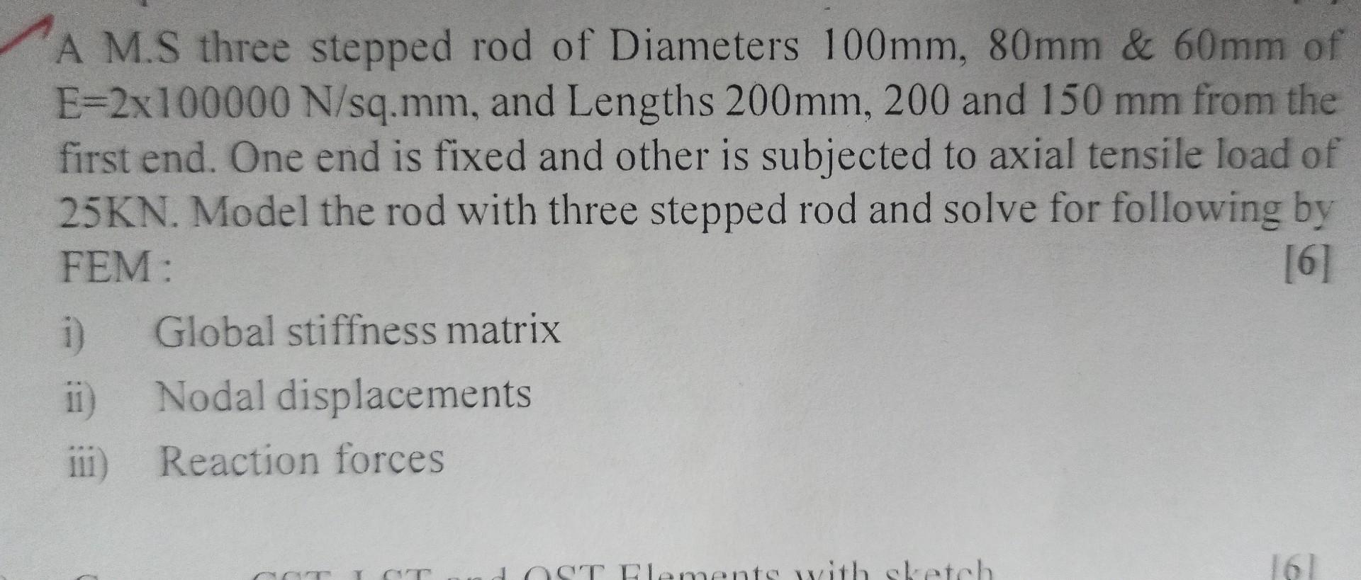Solved A M.S three stepped rod of Diameters 100 mm,80 mm \& | Chegg.com