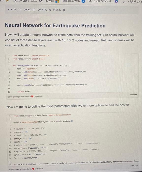 Solved Earthquake Prediction Model with Machine Learning | Chegg.com