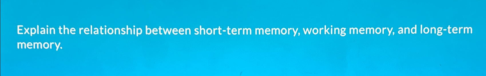 Solved Explain the relationship between short-term memory, | Chegg.com