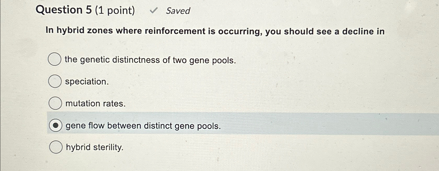 Solved Question 5 (1 ﻿point) ﻿SavedIn hybrid zones where | Chegg.com