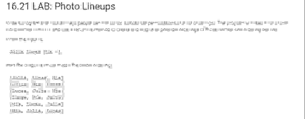 16.21 ﻿LAB: Photo Lineups | Chegg.com