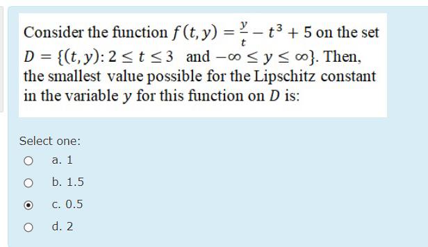 Solved Consider the function f(t,y)=yt-t3+5 ﻿on the set and | Chegg.com