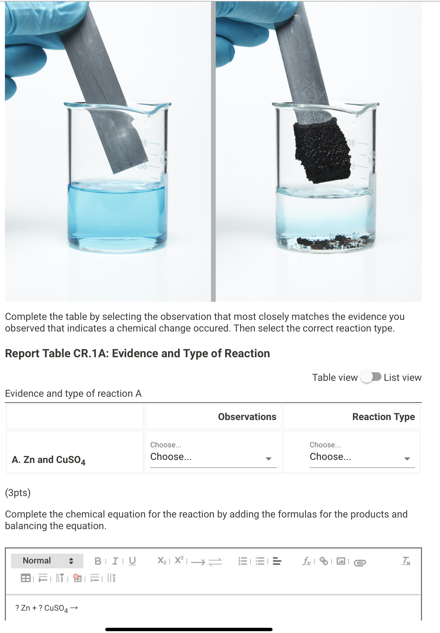 Solved Complete the table by selecting the observation that | Chegg.com