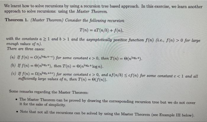 Solved We Learnt How To Solve Recursions By Using A