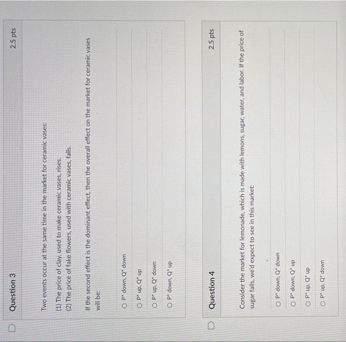 Solved Two events occur at the same time in the market for | Chegg.com